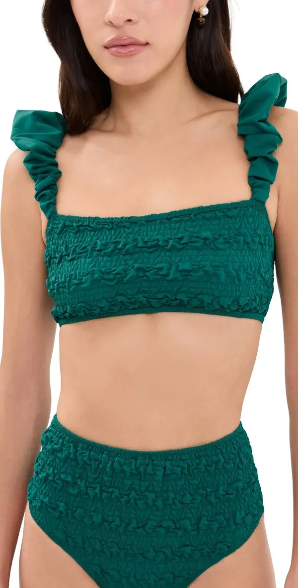 Sea Cybelle Smocked Bikini Top - Green