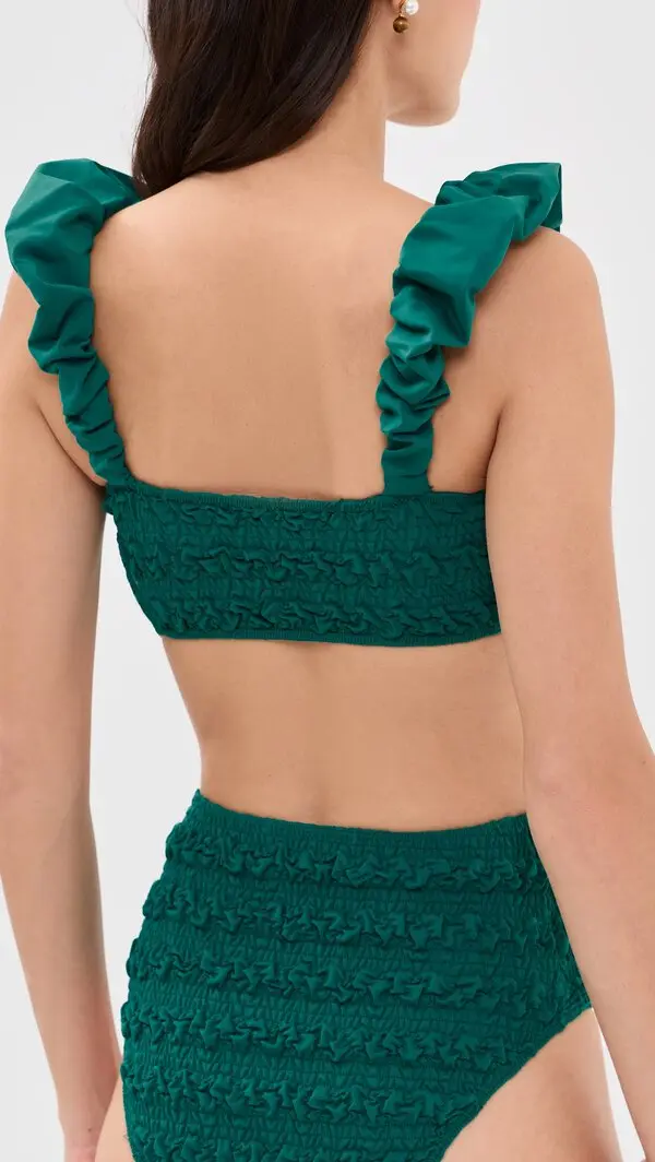Sea Cybelle Smocked Bikini Top - Green
