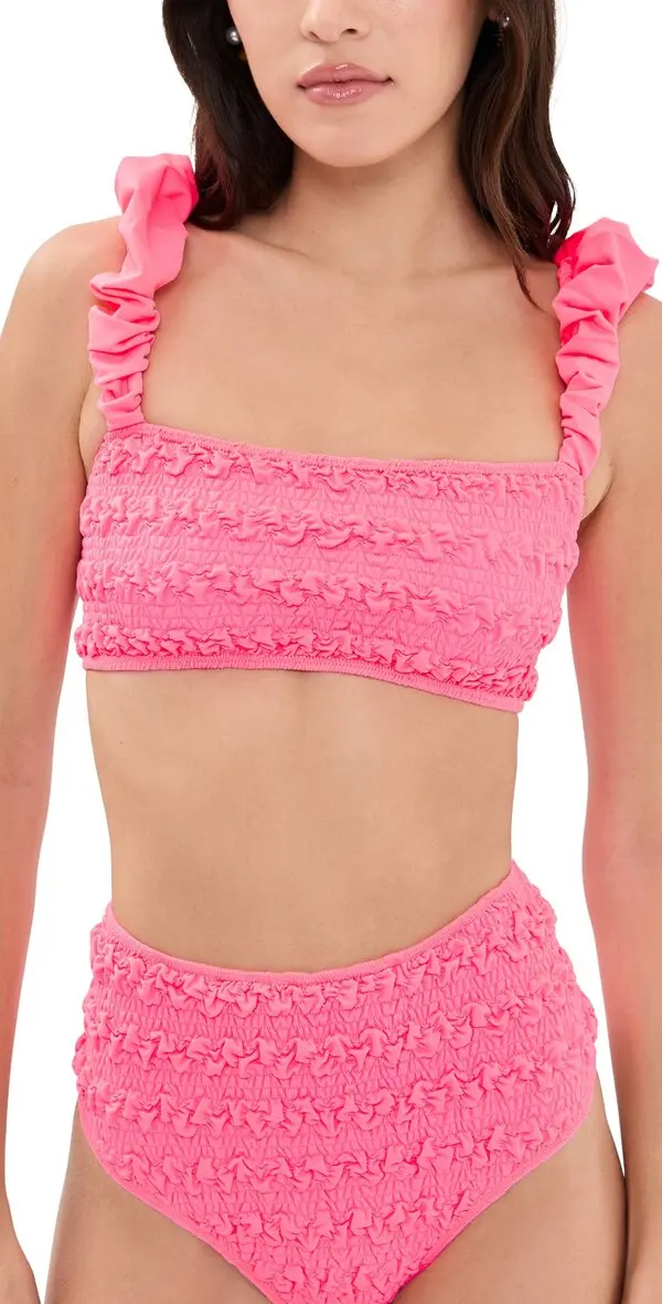 Sea Cybelle Smocked Bikini Top - Pink