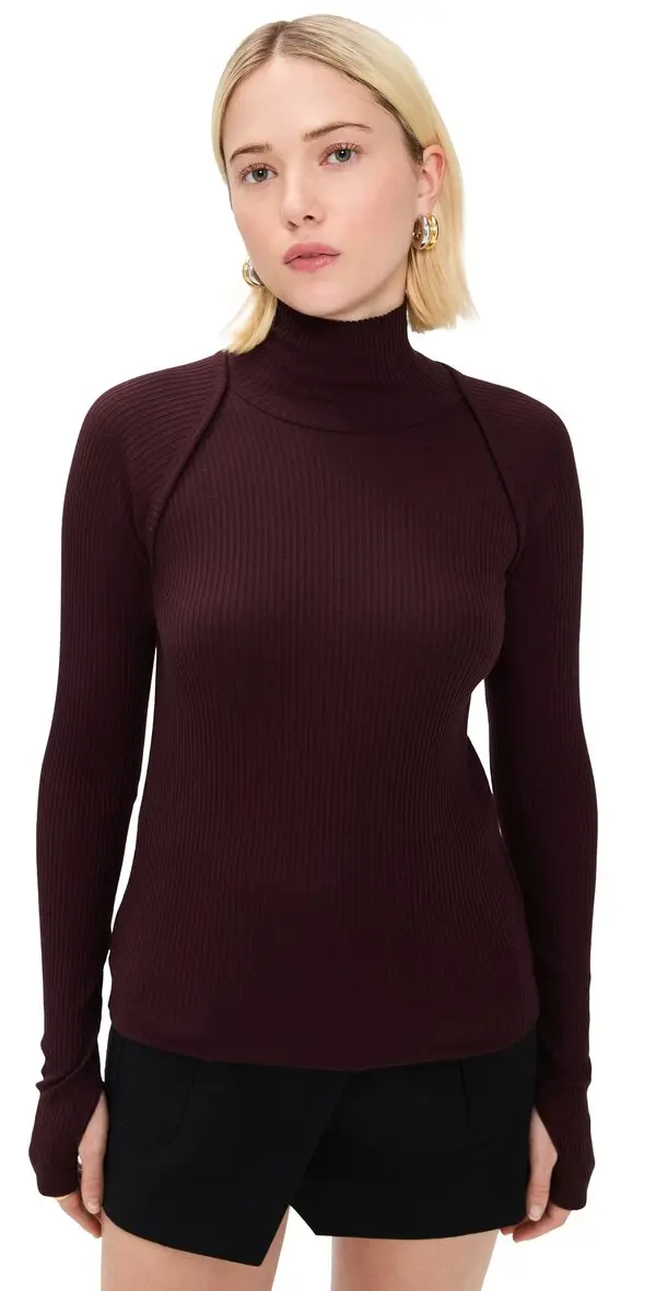 Helmut Lang Layered Shrug Turtleneck - Mahogany