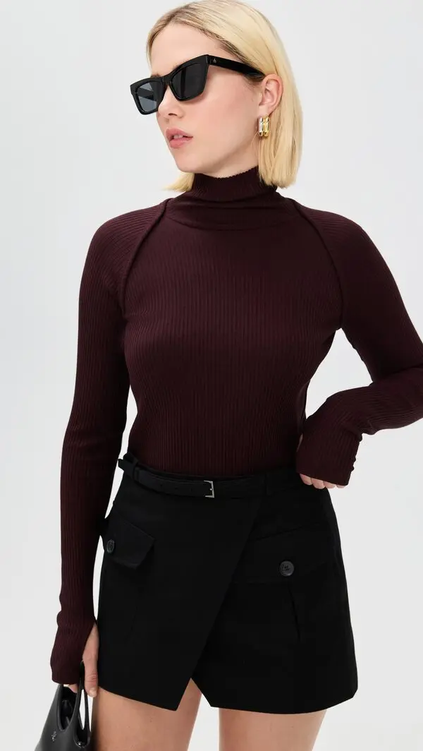 Helmut Lang Layered Shrug Turtleneck - Mahogany