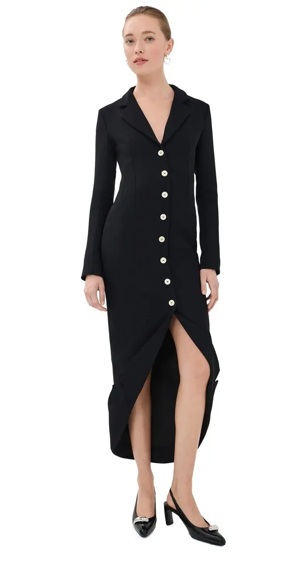 A.W.A.K.E. Mode Tailored Shirt Dress With Jacket Collar
