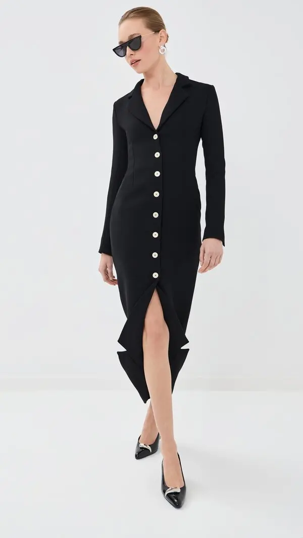 A.W.A.K.E. Mode Tailored Shirt Dress With Jacket Collar