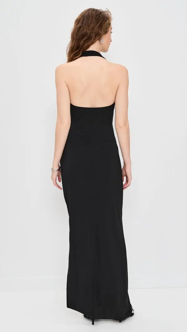 Norma Kamali Halter Sweetheart Side Drape Gown