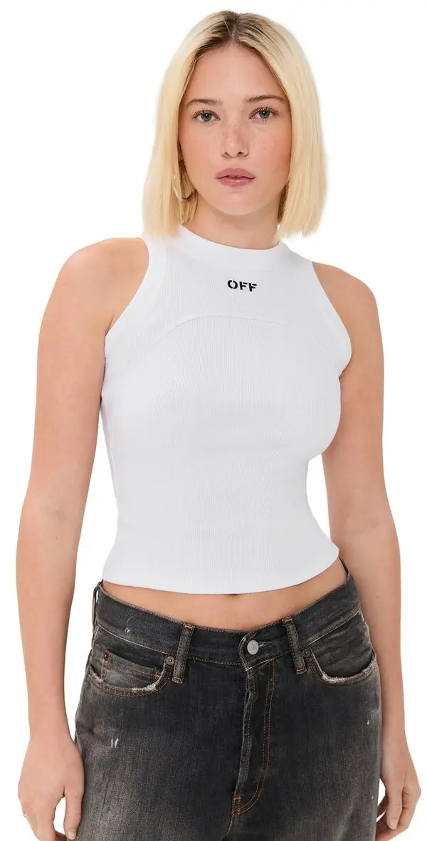 Off-White Stamp Rib Tank Top - White