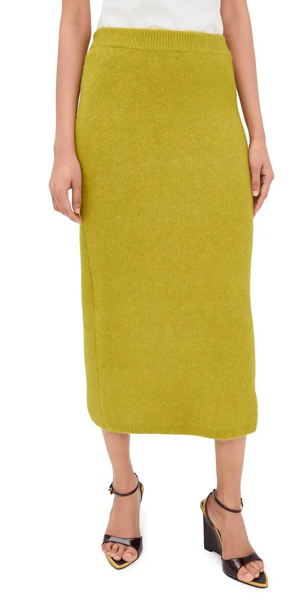LE BOP Ines Knit Midi Skirt - Chartreuse