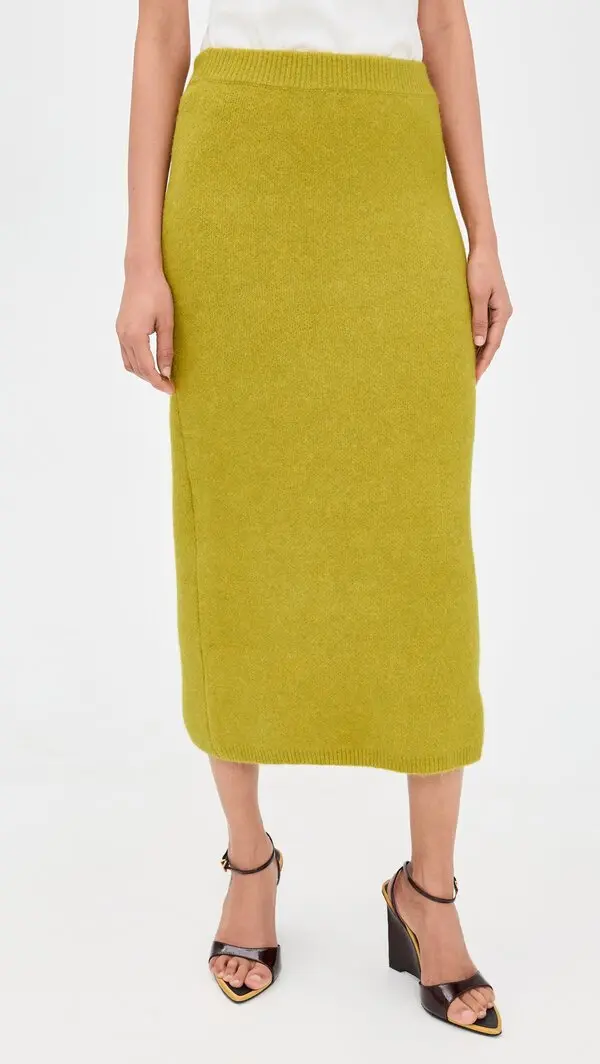 LE BOP Ines Knit Midi Skirt - Chartreuse