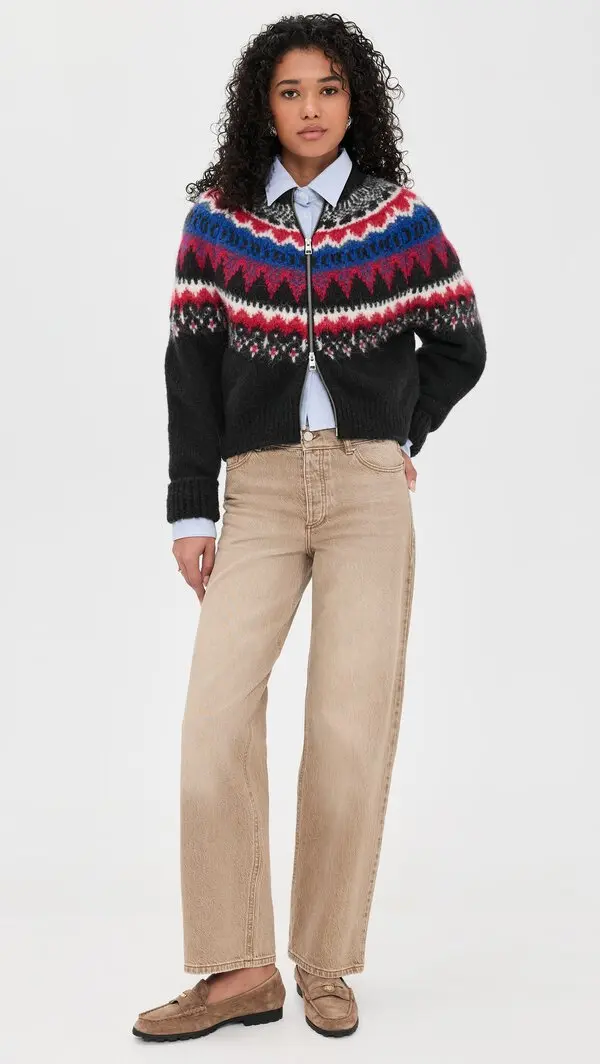 Closed Fair Isle Knit Zip Cardigan