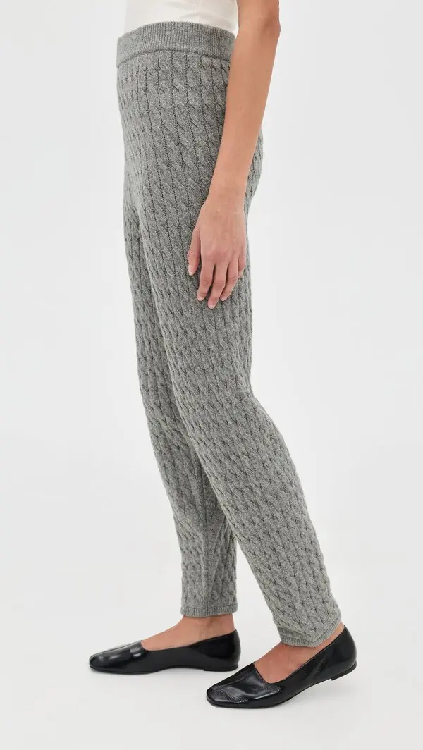 LE BOP Cable Knit Joggers - Heather Grey