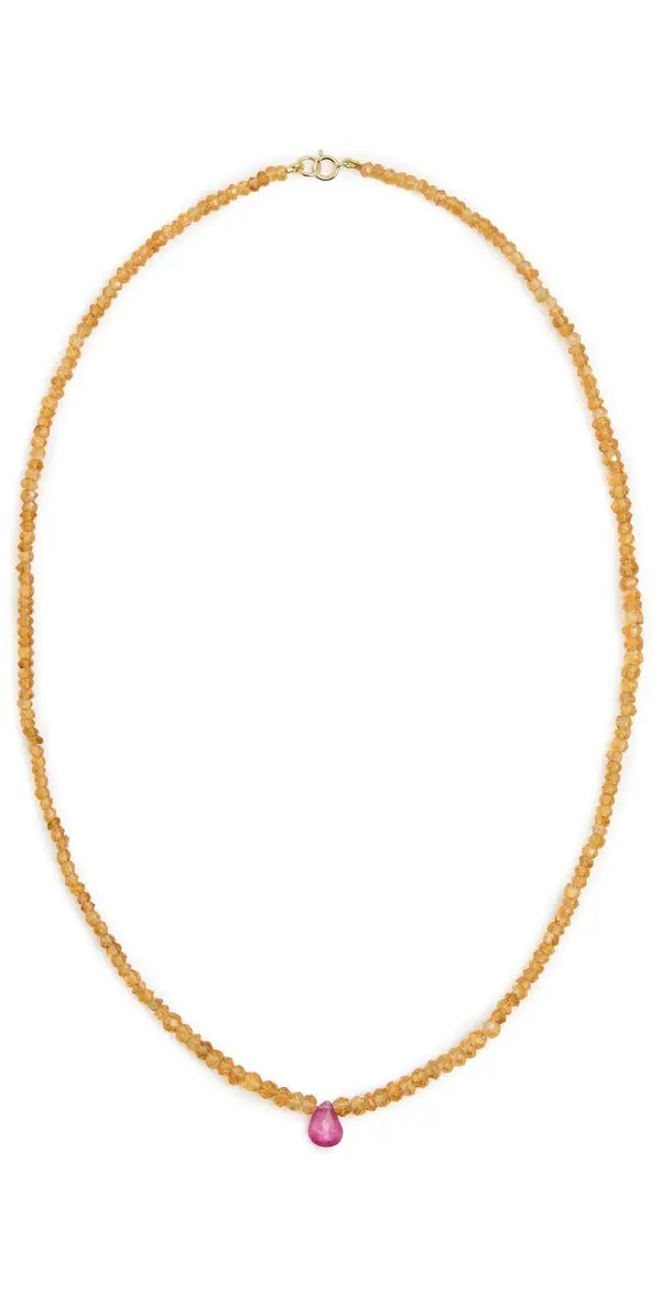 Jia Jia Citrine And Ruby Teardrop Necklace