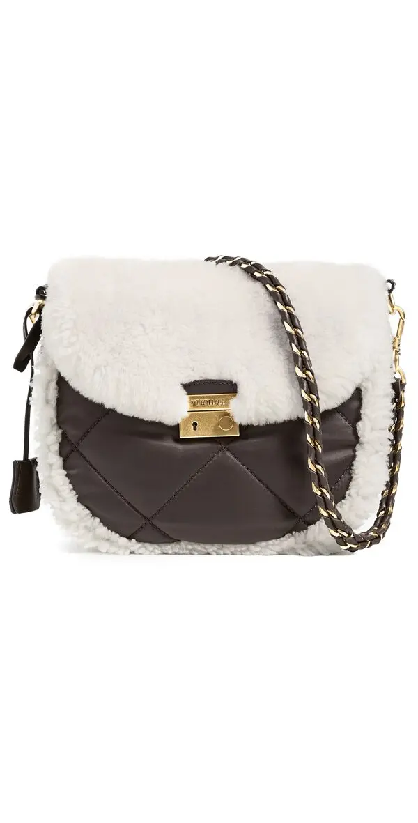 Mz Wallace Crosby Lock Saddle Bag - Shearling/walnut