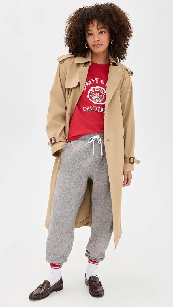 SPORTY & RICH California Emblem Long Sleeve Tee - Ruby/white