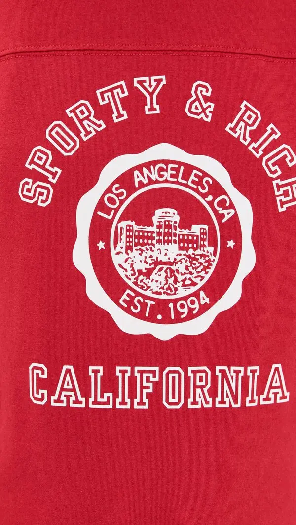 SPORTY & RICH California Emblem Long Sleeve Tee - Ruby/white