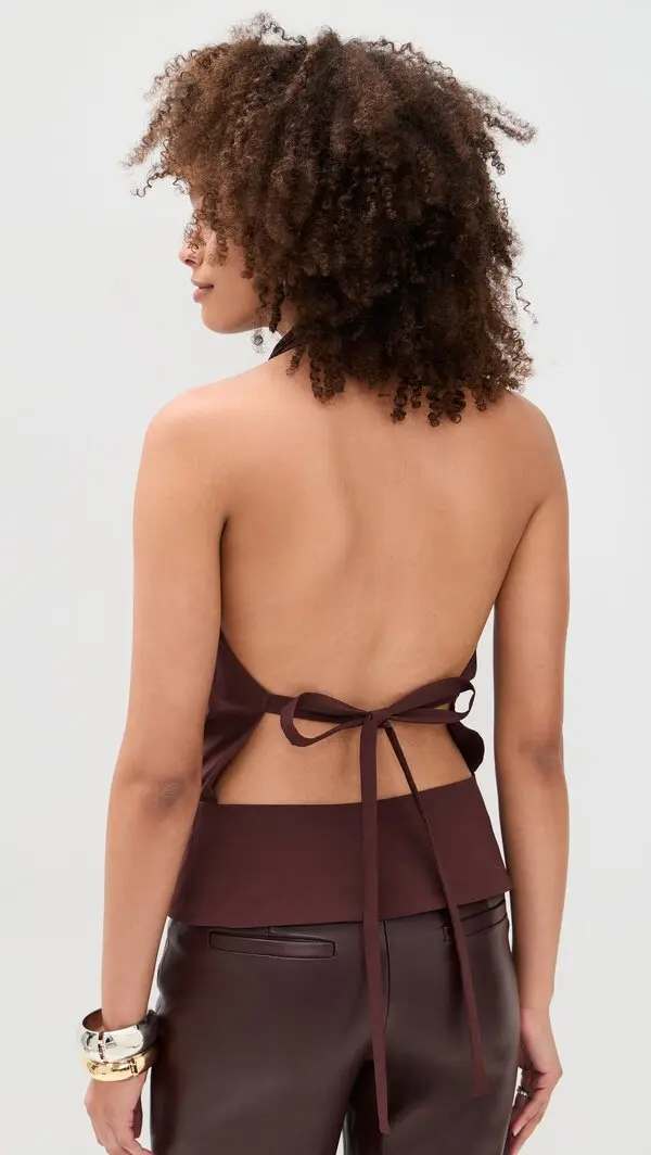 ST. AGNI Halter Wrap Top - Liqueur