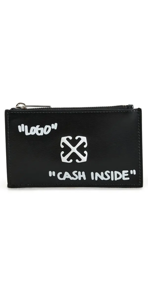 Off-White Jitney Zipped Quote Card Case - Black