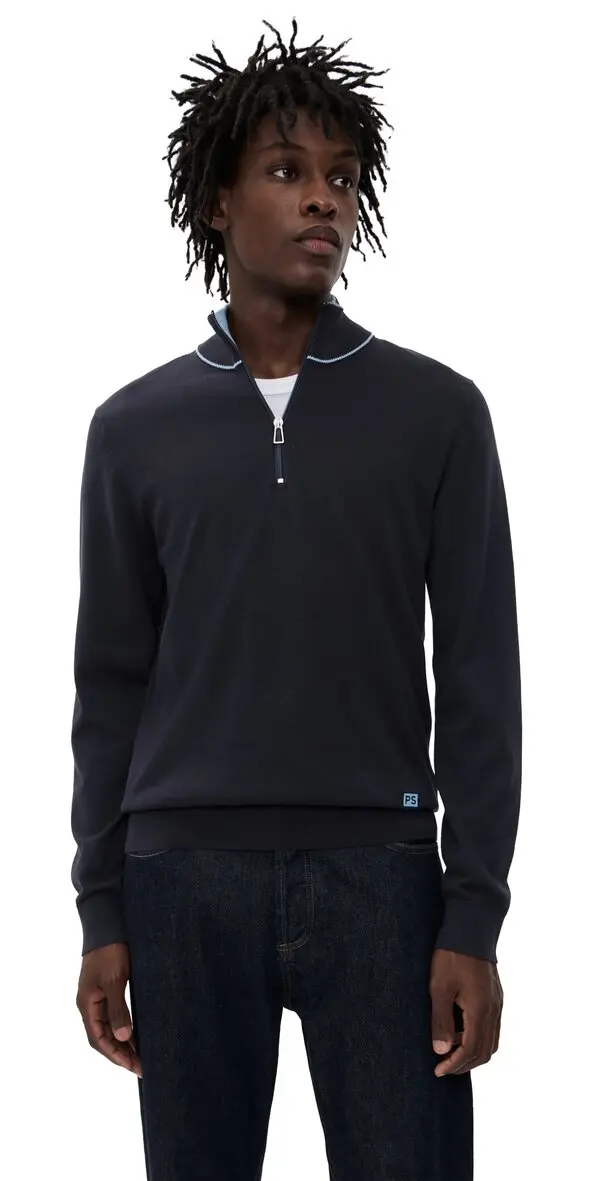Paul Smith Zip Neck Sweater - Dark Navy