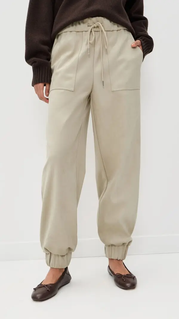 LE BOP Remy Faux Suede Joggers - Feather Grey
