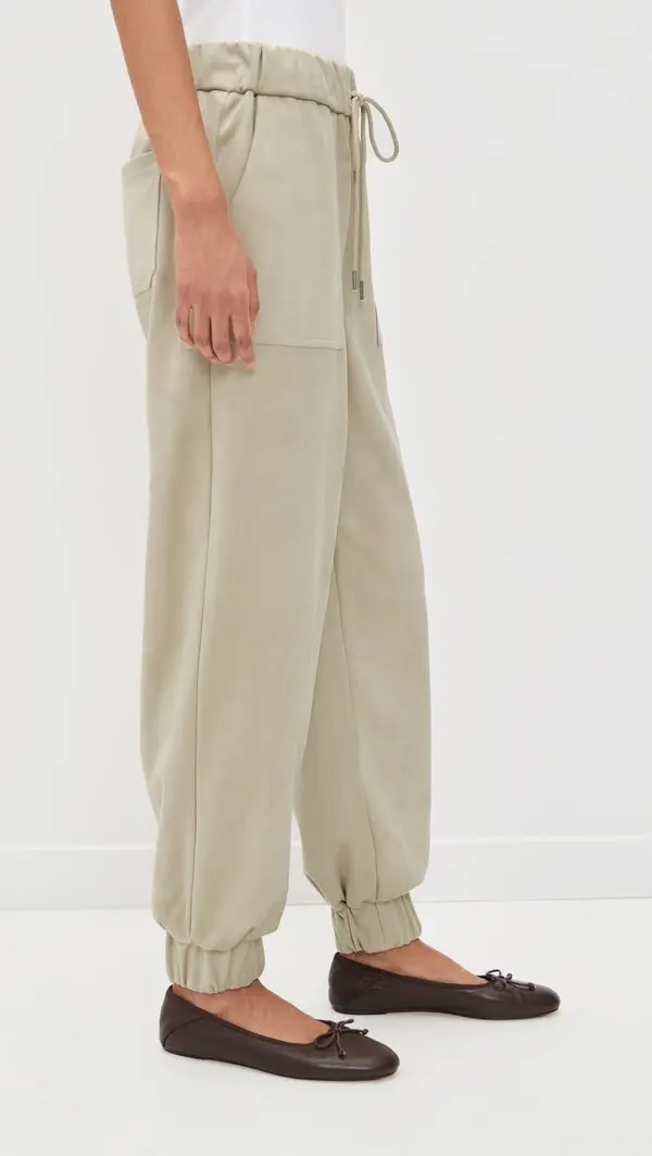LE BOP Remy Faux Suede Joggers - Feather Grey