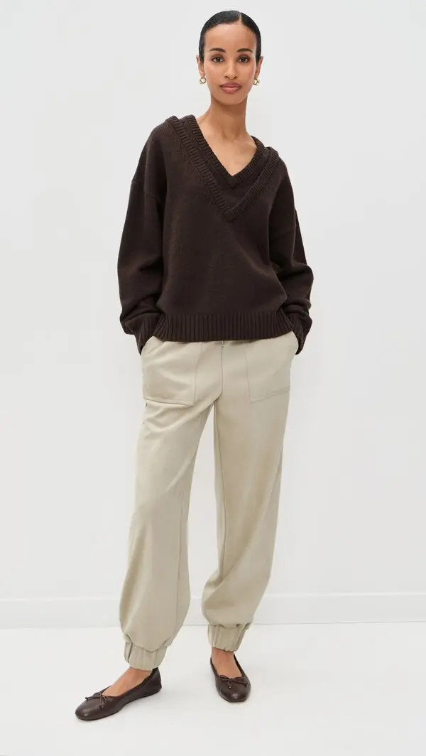 LE BOP Remy Faux Suede Joggers - Feather Grey