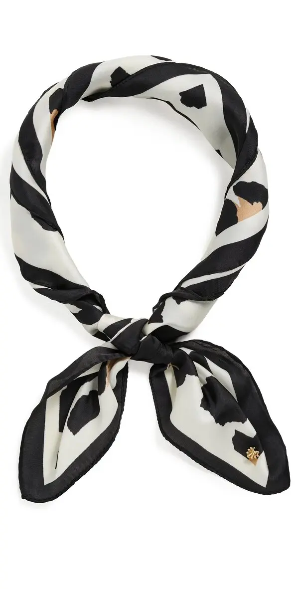 Lele Sadoughi Leopard Square Satin Scarf - Jet Ivory