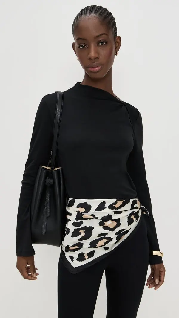 Lele Sadoughi Leopard Square Satin Scarf