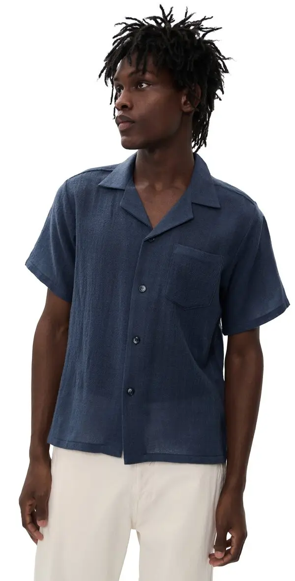 BATHER Wool Gauze Short Sleeve Camp Shirt