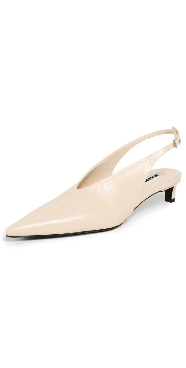 JIL SANDER Suede Slingback Heels - Bone