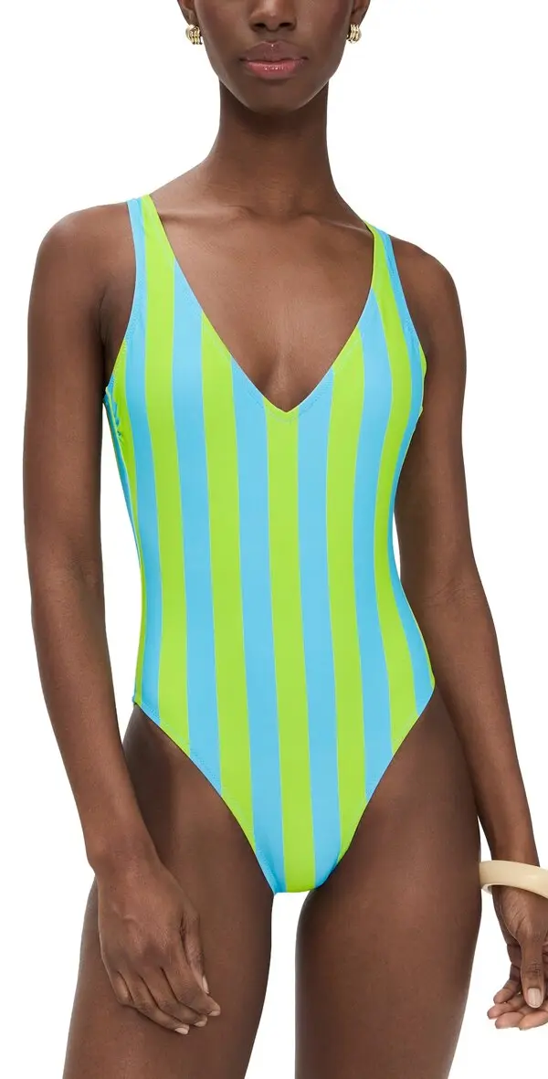 Solid & Striped The Michelle One-piece Swimsuit - Ocean Mist/sour Apple