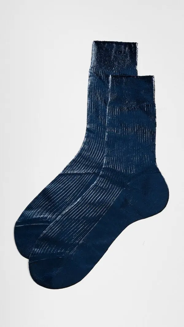 Maria La Rosa Laminated Ribbed Silk Socks