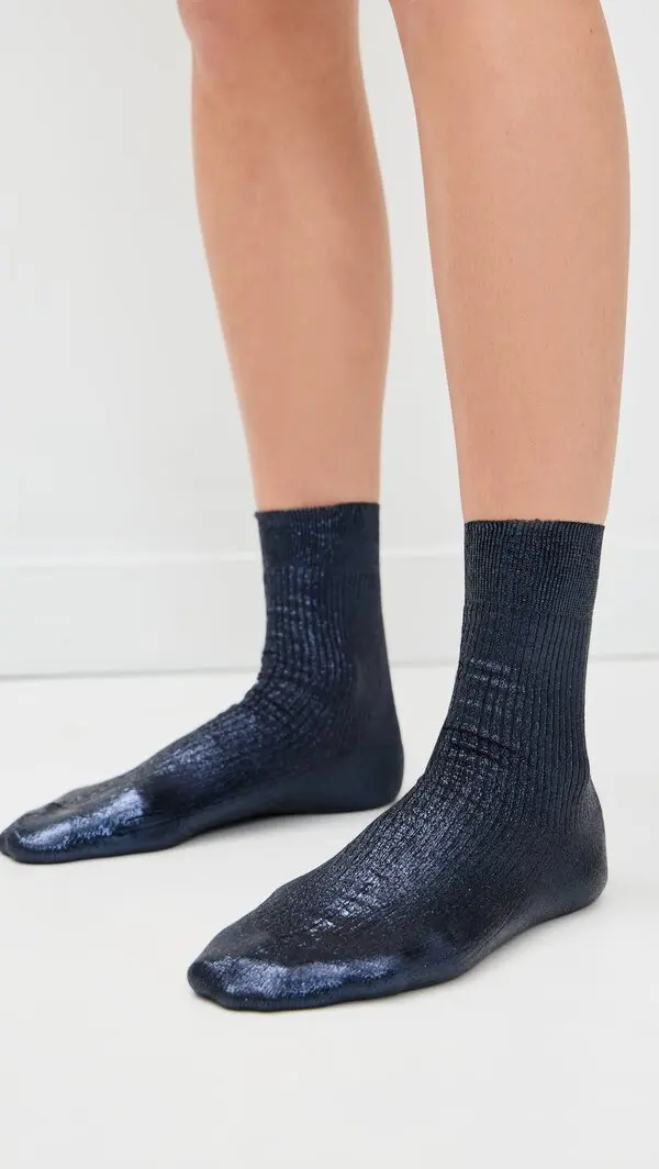 Maria La Rosa Laminated Ribbed Silk Socks