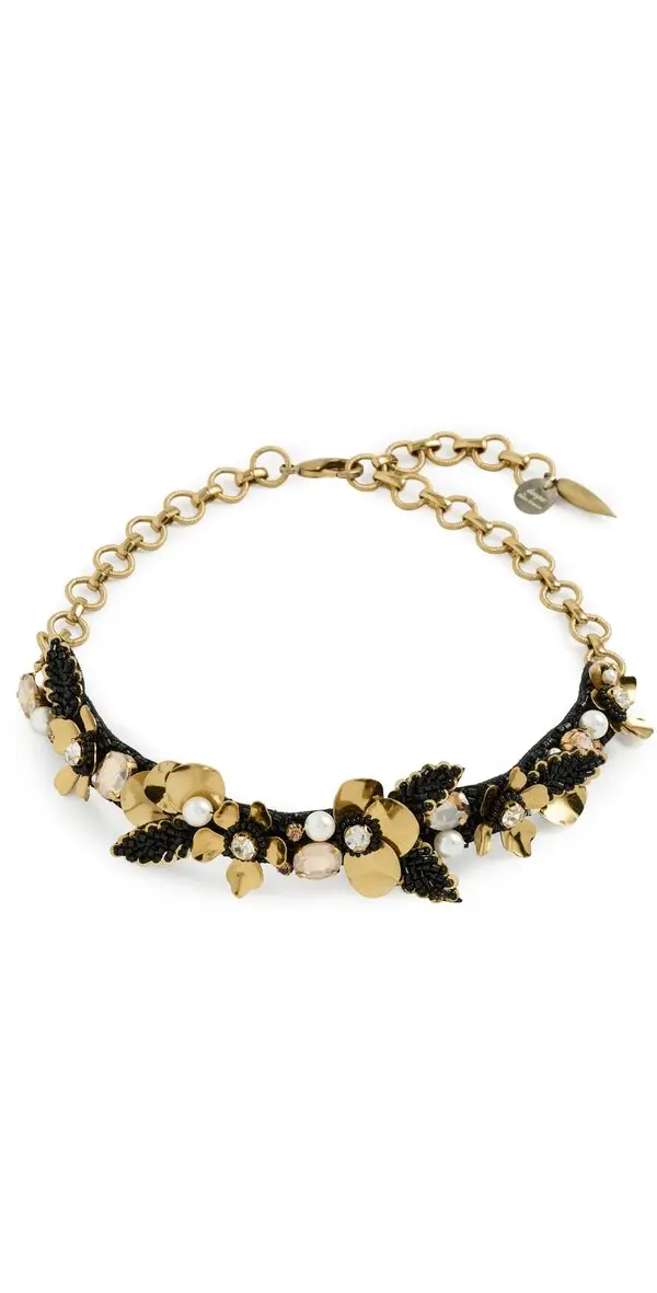 Deepa Gurnani Floral Silhouette Necklace - Black