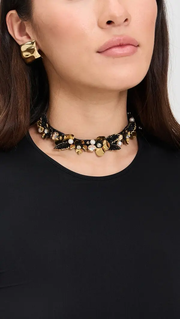 Deepa Gurnani Floral Silhouette Necklace
