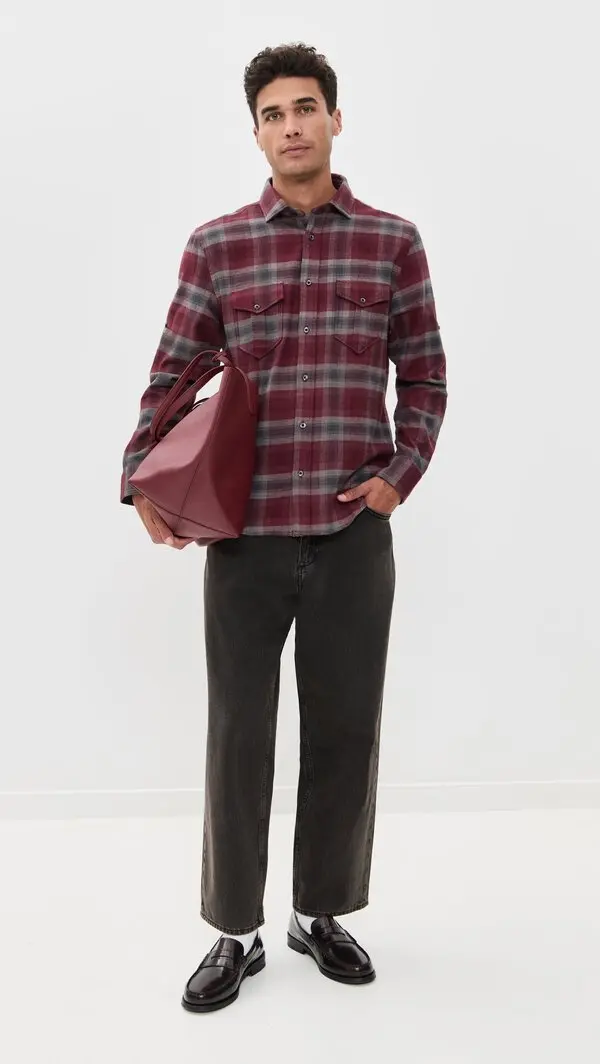 Billy Reid Brushed Bold Plaid Scout Shirt