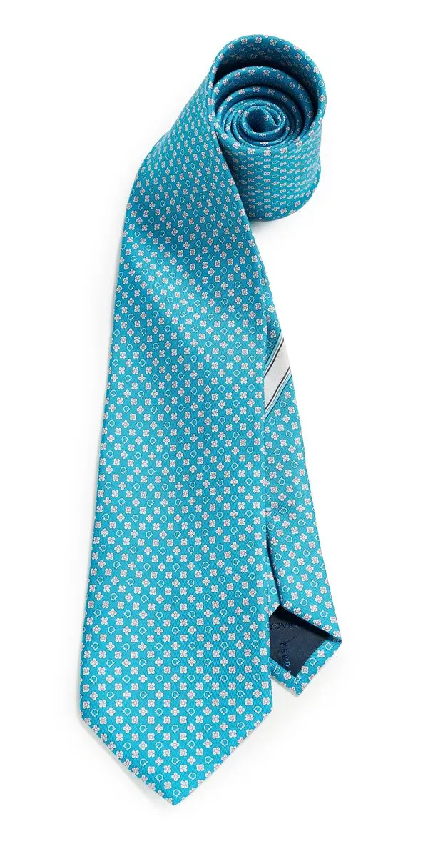FERRAGAMO Silk Floral Neck Tie - Blue