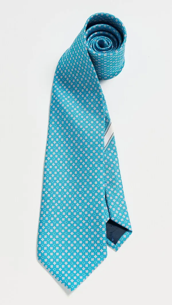 FERRAGAMO Silk Floral Neck Tie - Blue