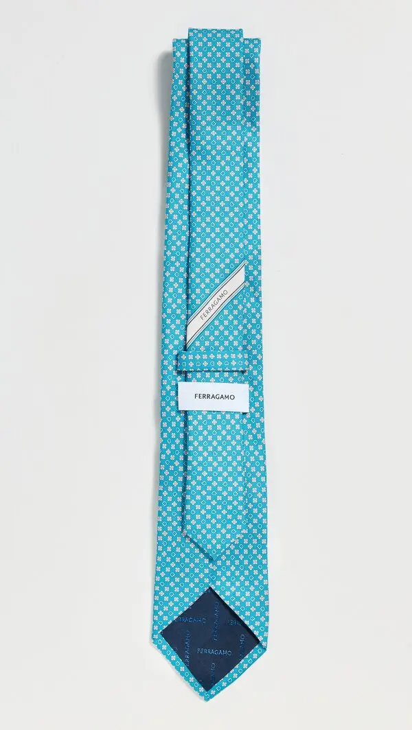 FERRAGAMO Silk Floral Neck Tie - Blue