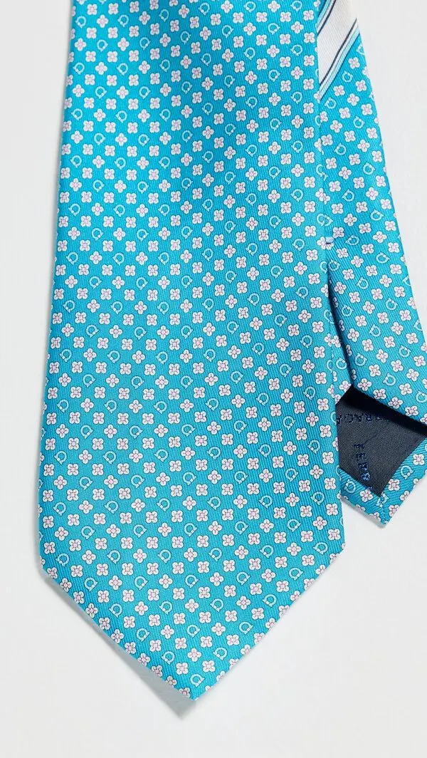 FERRAGAMO Silk Floral Neck Tie - Blue
