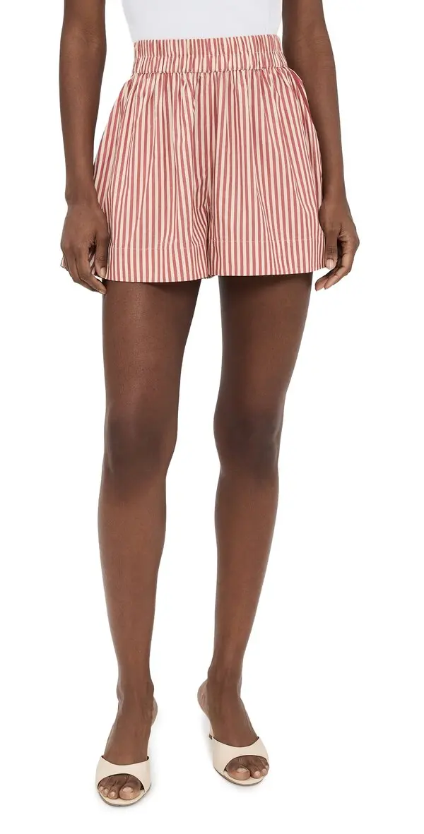 Merlette Striped Poplin Shorts - Sienna Stripe