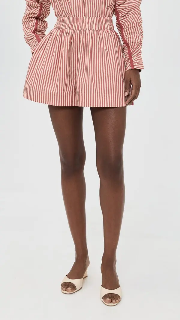 Merlette Striped Poplin Shorts - Sienna Stripe