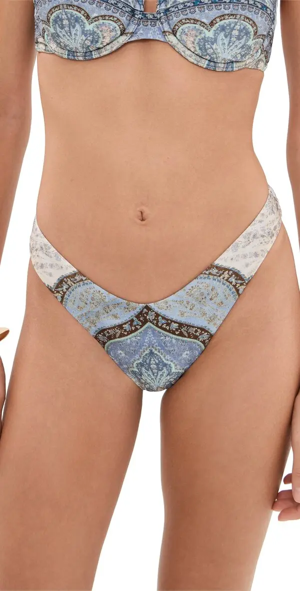 Zimmermann Wanderlust Scoop Bikini Bottoms - Tapestry Blue Multi