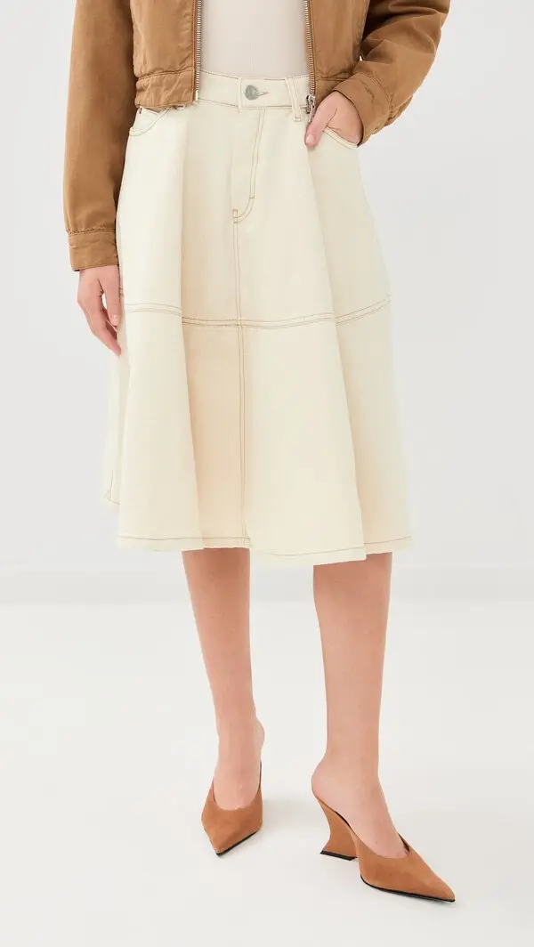 AMI Paris Midi Denim Skirt