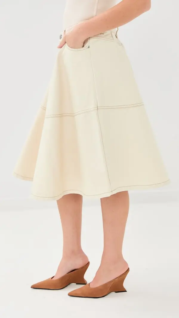 AMI Paris Midi Denim Skirt