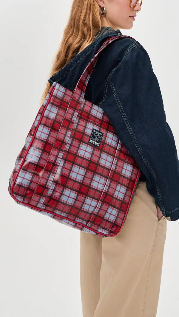 DAMSON MADDER Coated Plaid Market Bag