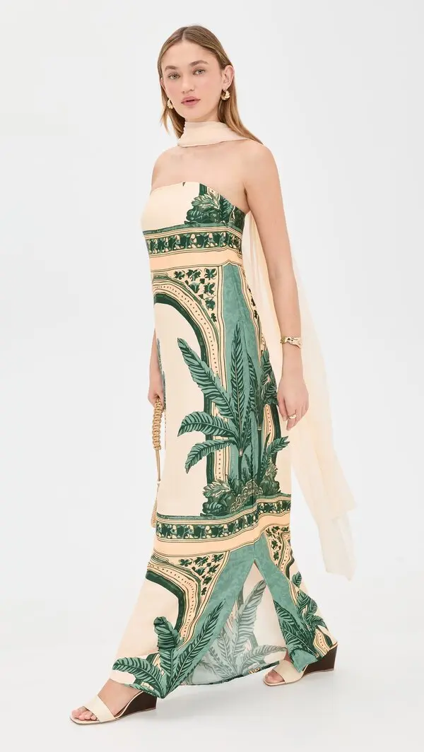 DIARRABLU Strapless Maxi Dress With Scarf
