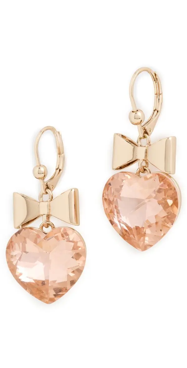 Tory Burch Heart And Bow Earrings - Tory Gold/papaya Pink