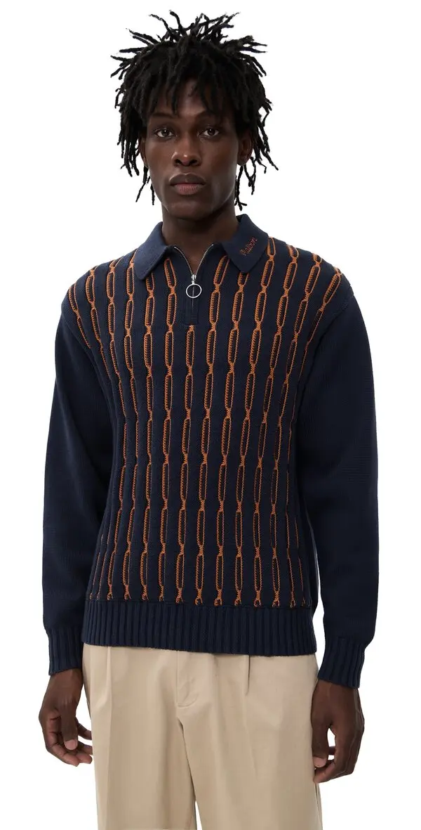 MALBON Links Polo Sweater - Navy