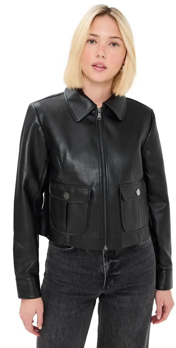 LE BOP Harper Faux Leather Jacket - Black
