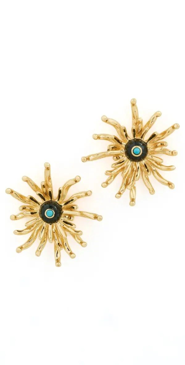 LIZZIE FORTUNATO Cactus Flower Stud Earrings - Gold