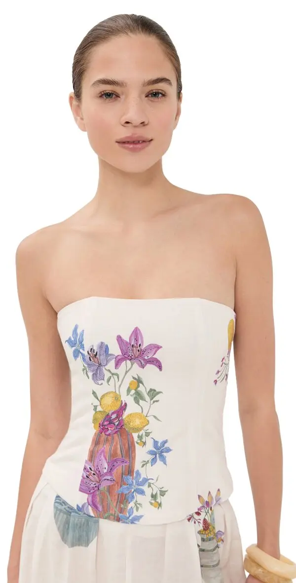 ISLA & WHITE Obelia Floral-print Strapless Top