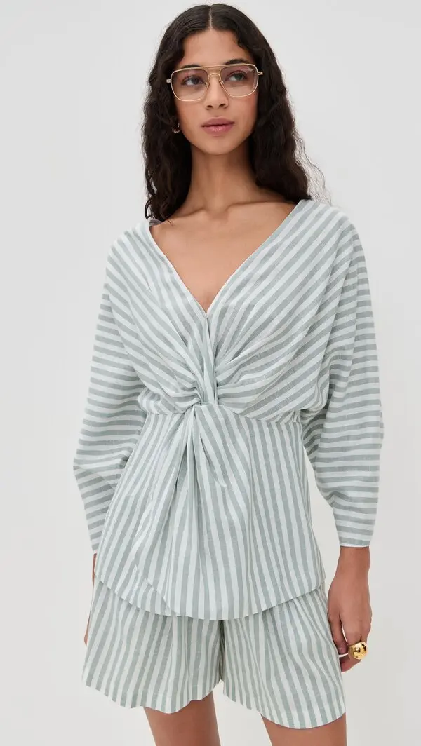 MAYLÉ VÁSQUEZ Delta Striped Knot-front Top